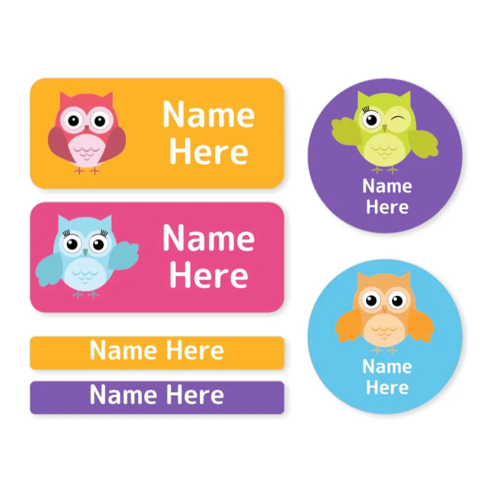 Owls Mixed Name Label Pack – Dinkleboo UK