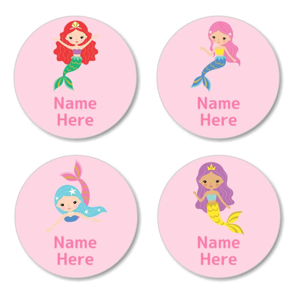 Mermaids Round Name Labels – Dinkleboo UK