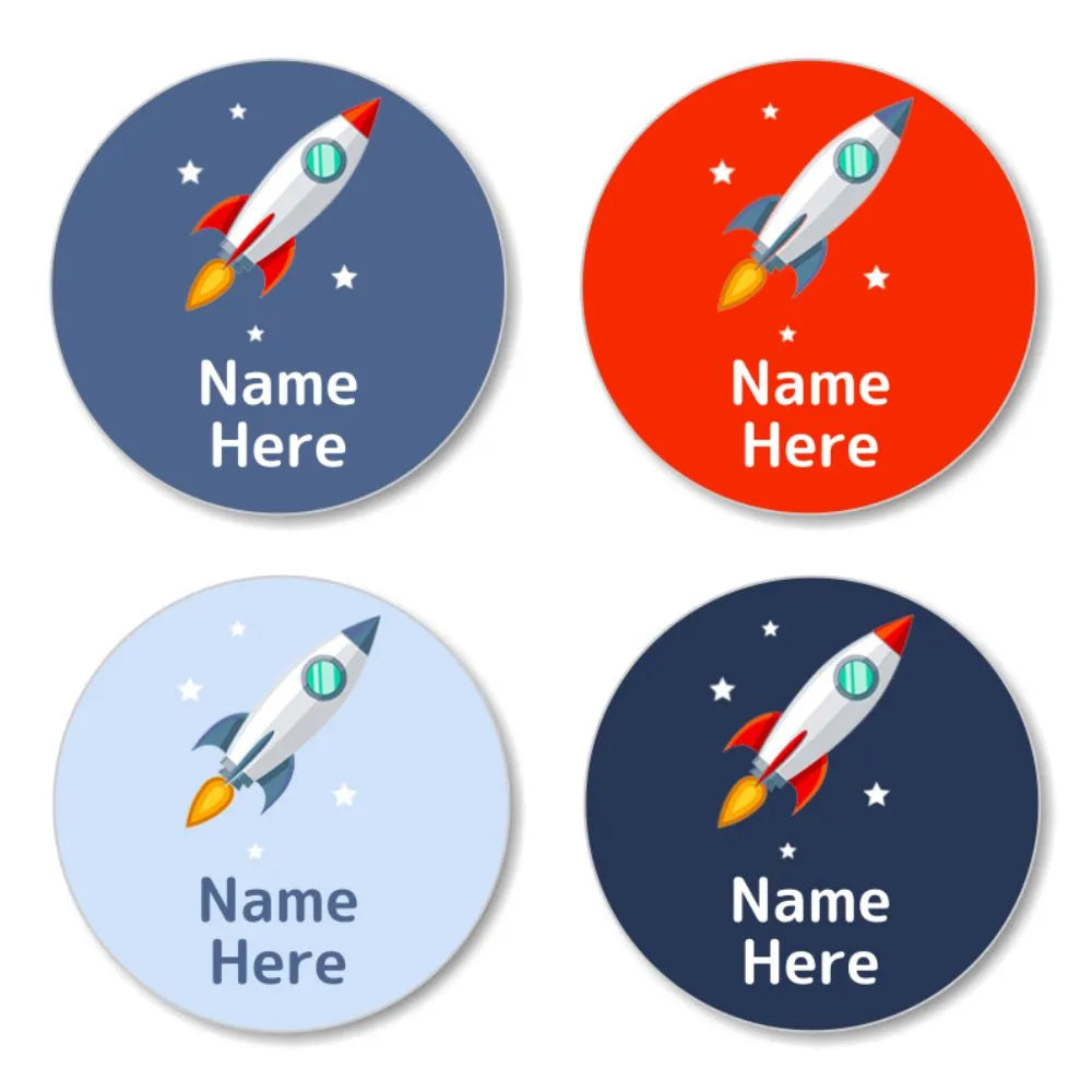 Rocket Round Name Labels – Dinkleboo UK