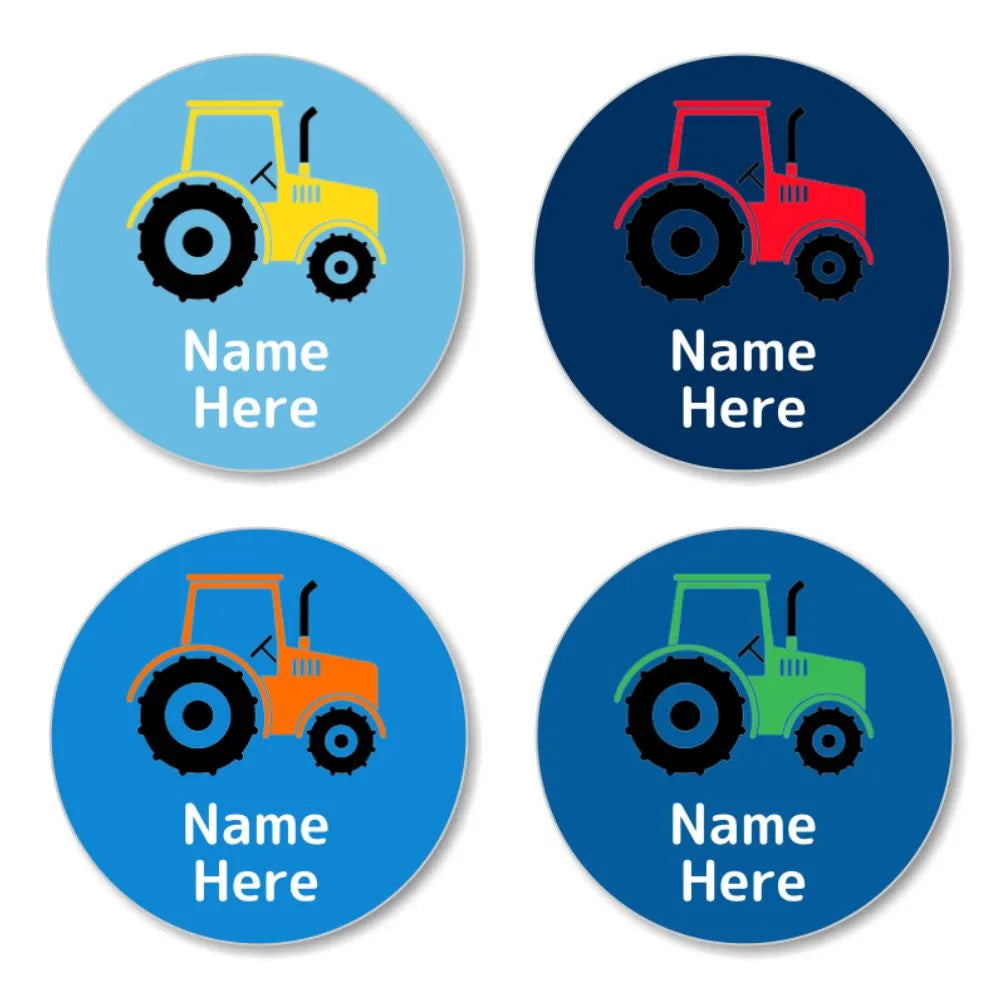 Tractor Round Name Labels – Dinkleboo UK